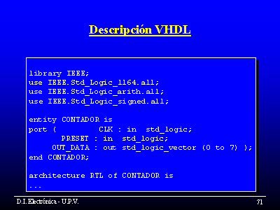 Descripción VHDL